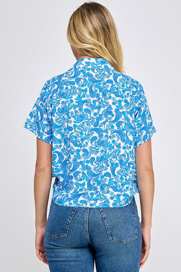 PAISLEY FLORAL PRINT SHORT SLEEVE SHIRT