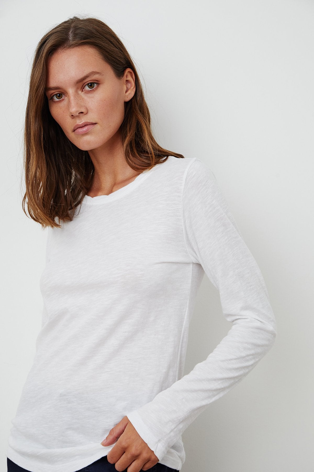 LIZ CITY SLUB CREW NECK LONG SLEEVE TEE